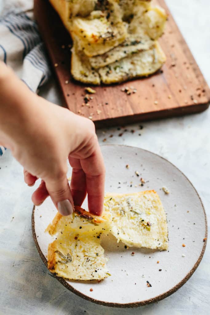 Everything Bagel Pull Apart Bread with Scallion Cream Cheese - Coley Cooks