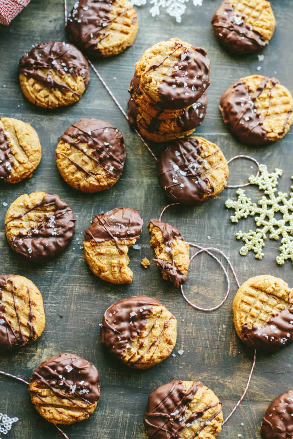 5 Ingredient Chocolate Dipped Peanut Butter Cookies - Coley Cooks
