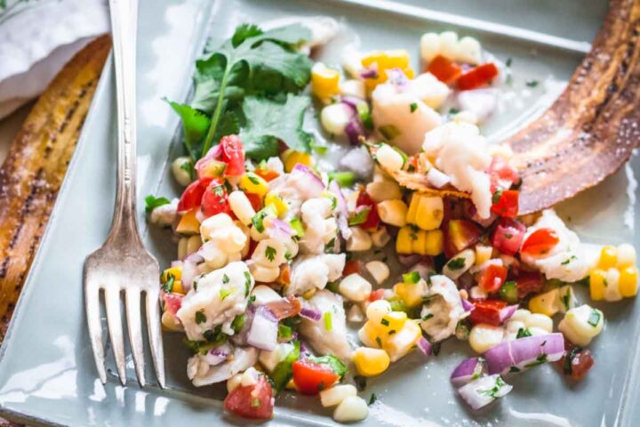 Fish Ceviche with Corn and Tomatoes - Coley Cooks
